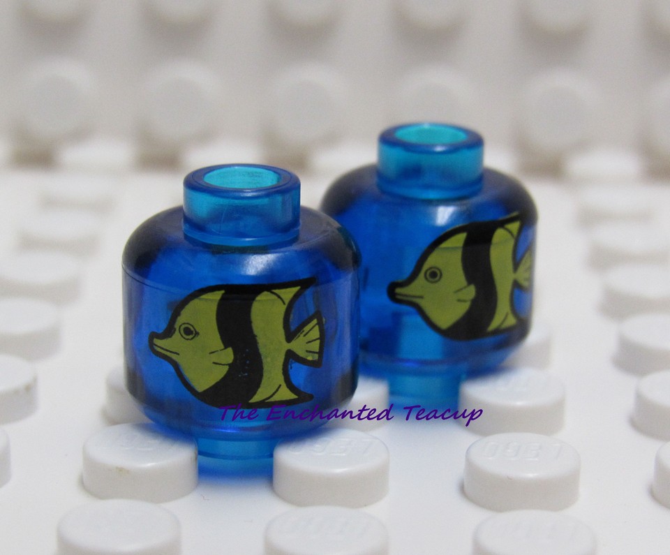 Lego Fish Flounder Head Tran Dark Blue Lot of 2 - Animal Food - New | eBay