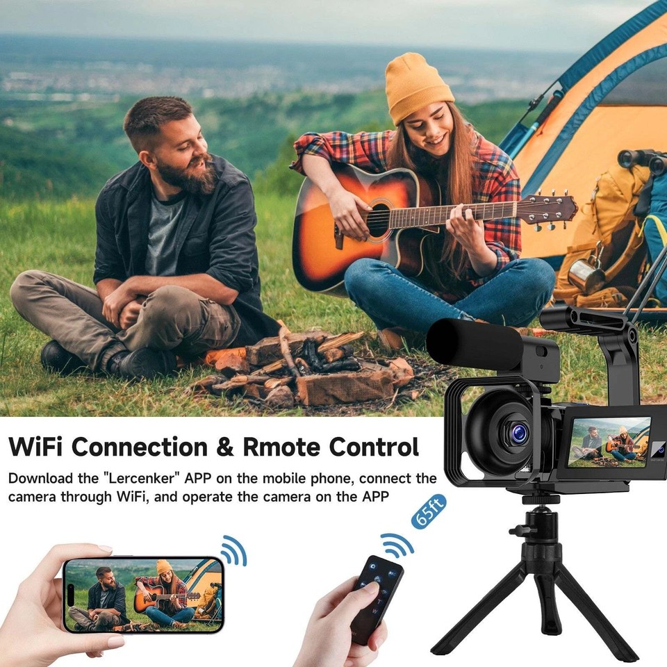5K Video Camera 56MP Dual Lens Camcorder WiFi IR Night Vision Vlogging ...