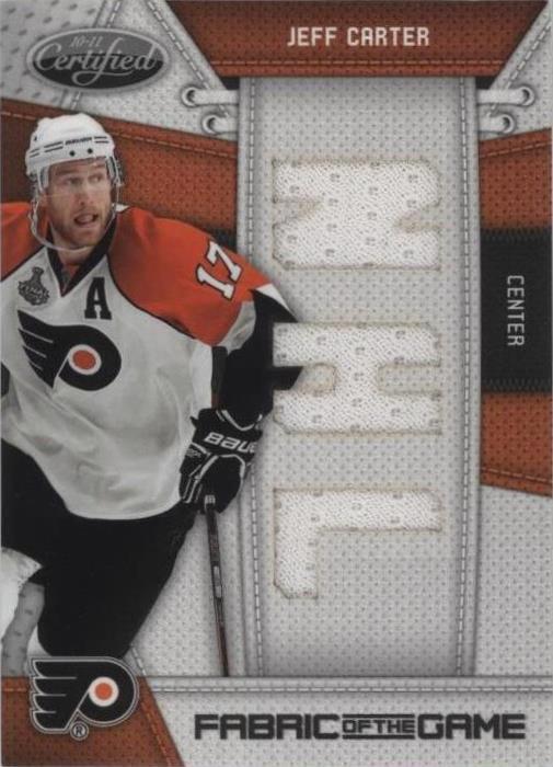 2010-11 Certified - Fabric of the Game Jeff Carter #JC Die-Cut Nhl ...