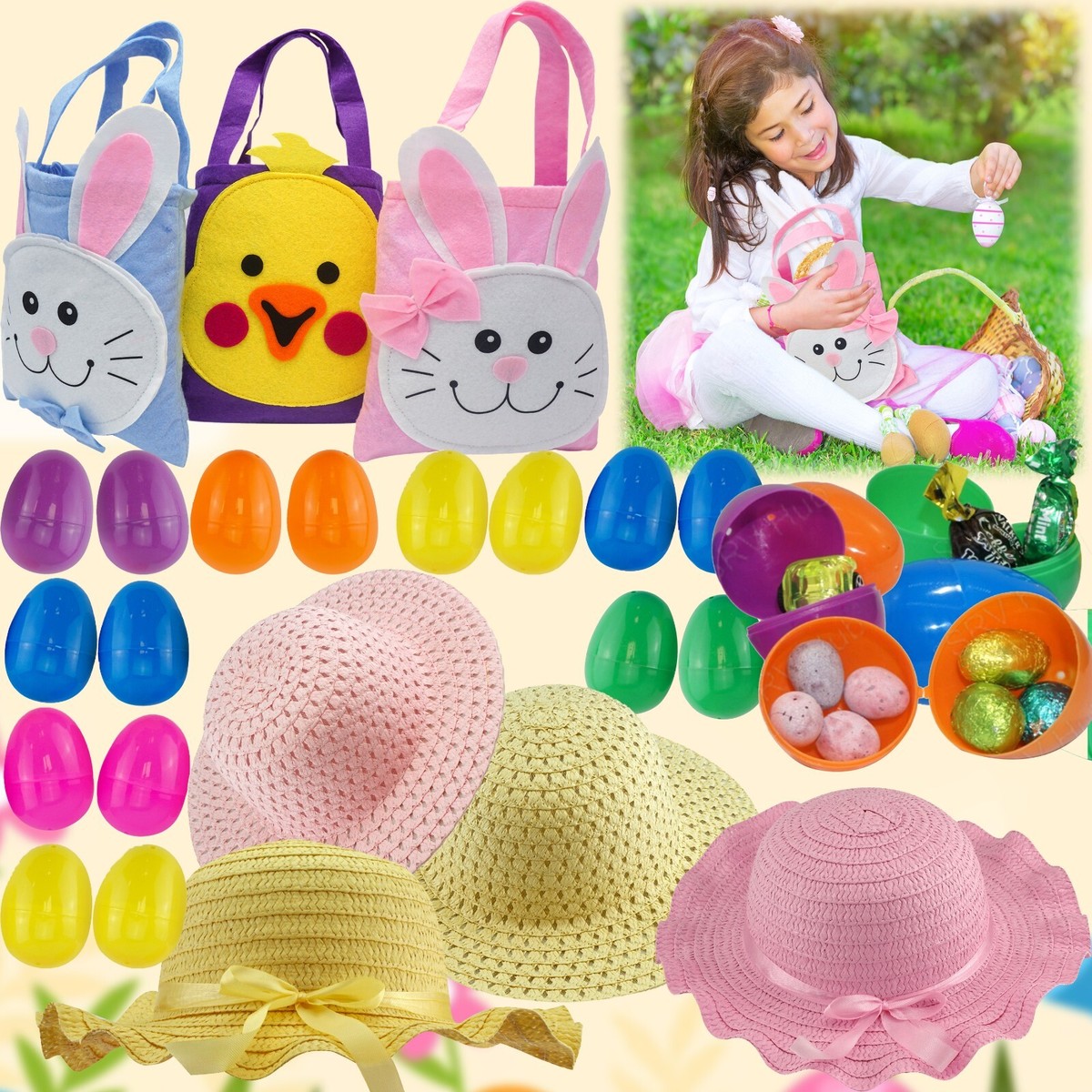 Easter Decorate Straw Hats Funny Easter Chick Wearing Straw