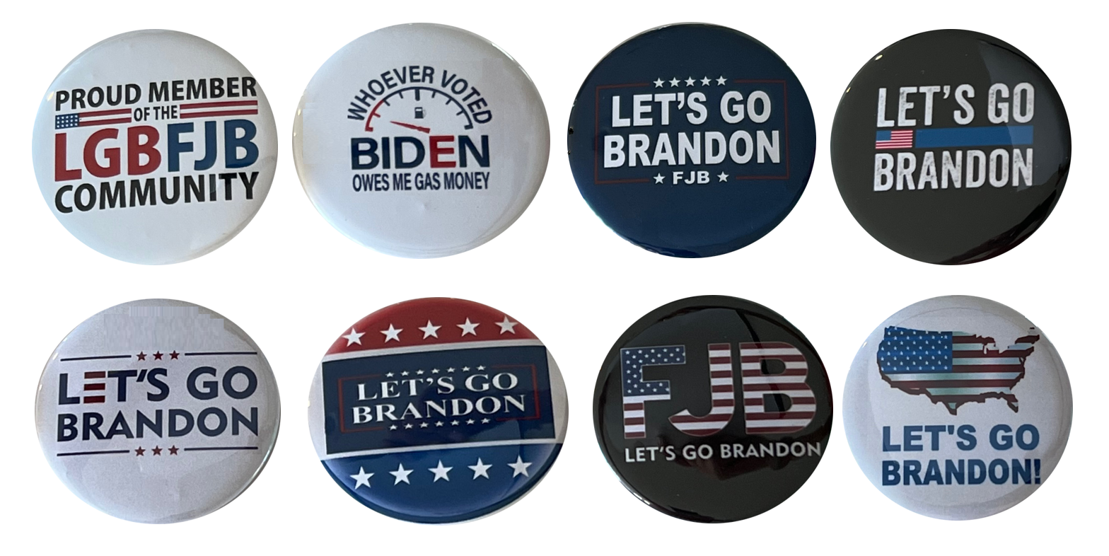 Let's Go Brandon buttons (FJB) - Anti Joe Biden Set of 8 pins - 2.25 ...