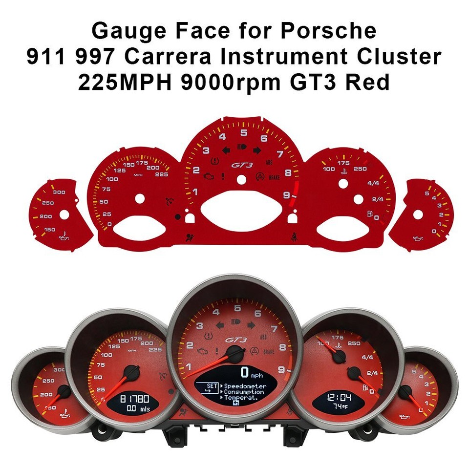 Gauge Face for Porsche 911 997 Carrera Instrument Cluster 225MPH ...
