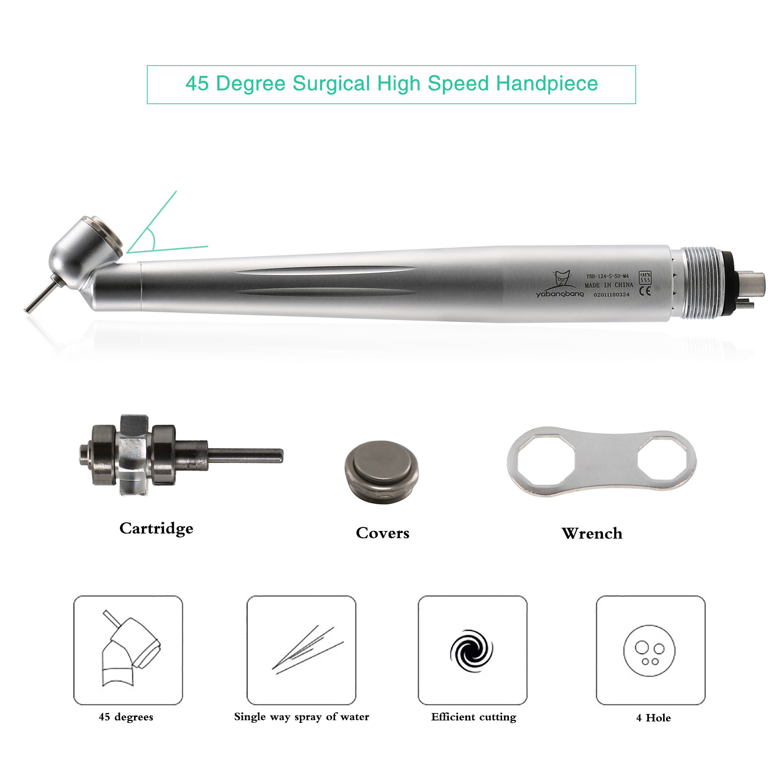 5 NSK PANA MAX Type Dental Surgical Handpiece 45 Degree High Speed ...