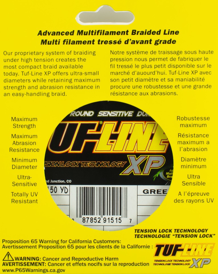 (LOT OF 4) TUF-LINE XP MULTIFILAMENT BRAIDED LINE 15LB 150YD GREEN ...