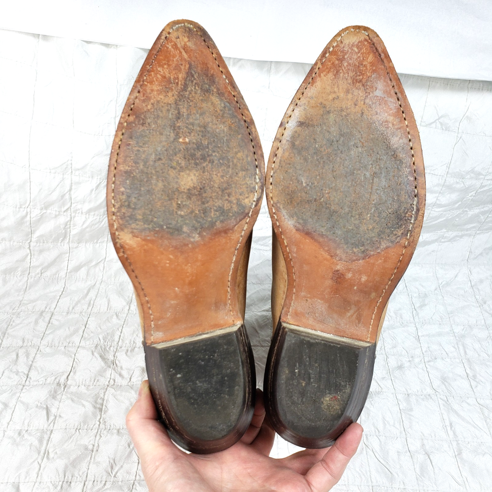 Vintage CODE WEST Womens SIZE 9 M Western Tan Leather Cowboy Boots Made ...