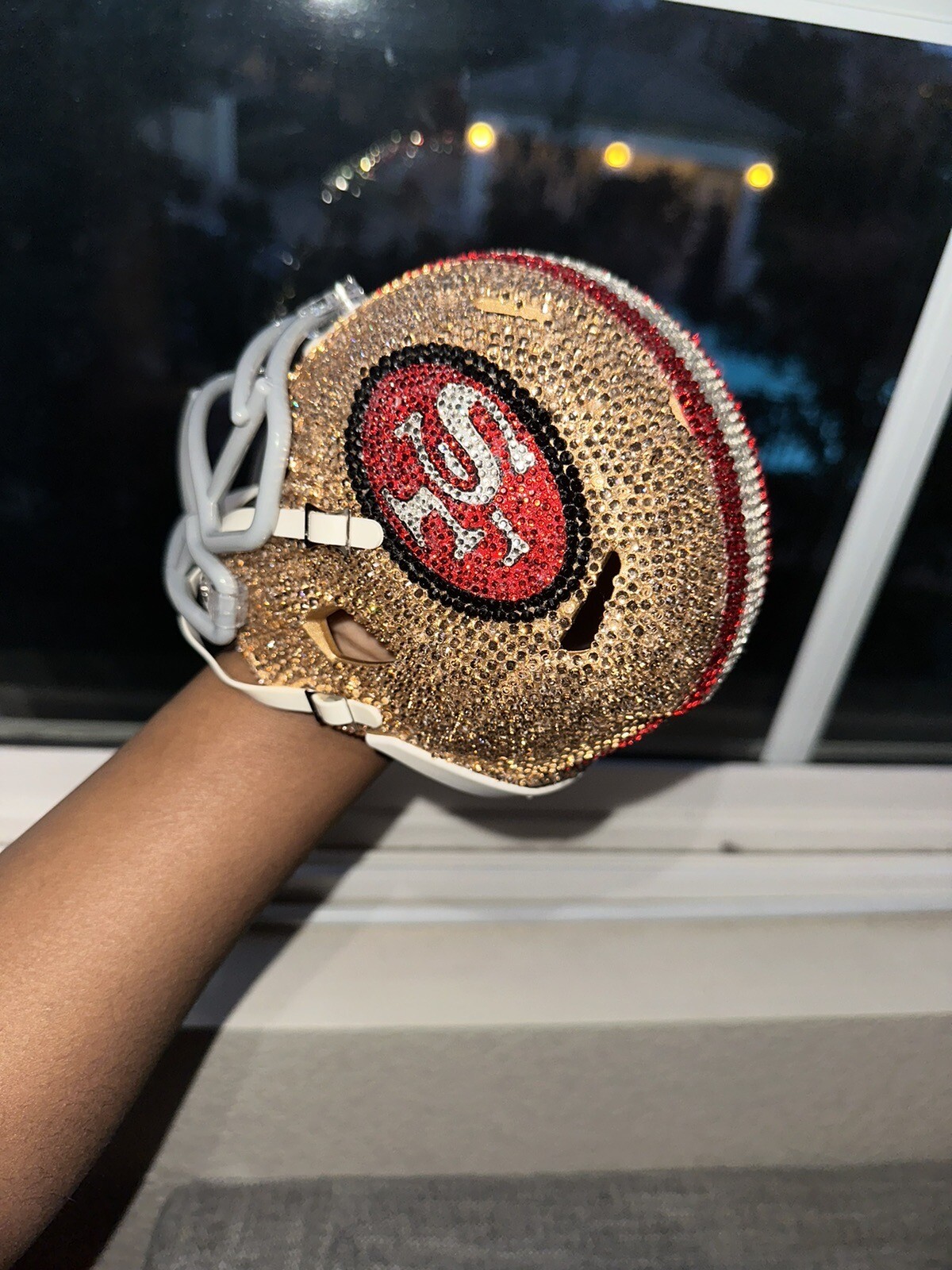 NFL 49ers Mimi HELMET, Swarovski crystal helmet, bling helmet,NFL ...