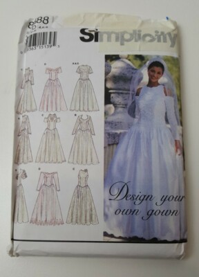 Simplicity Pattern 8888 Sz 4 6 8 Misses' Bridal Gown Uncut design your ...