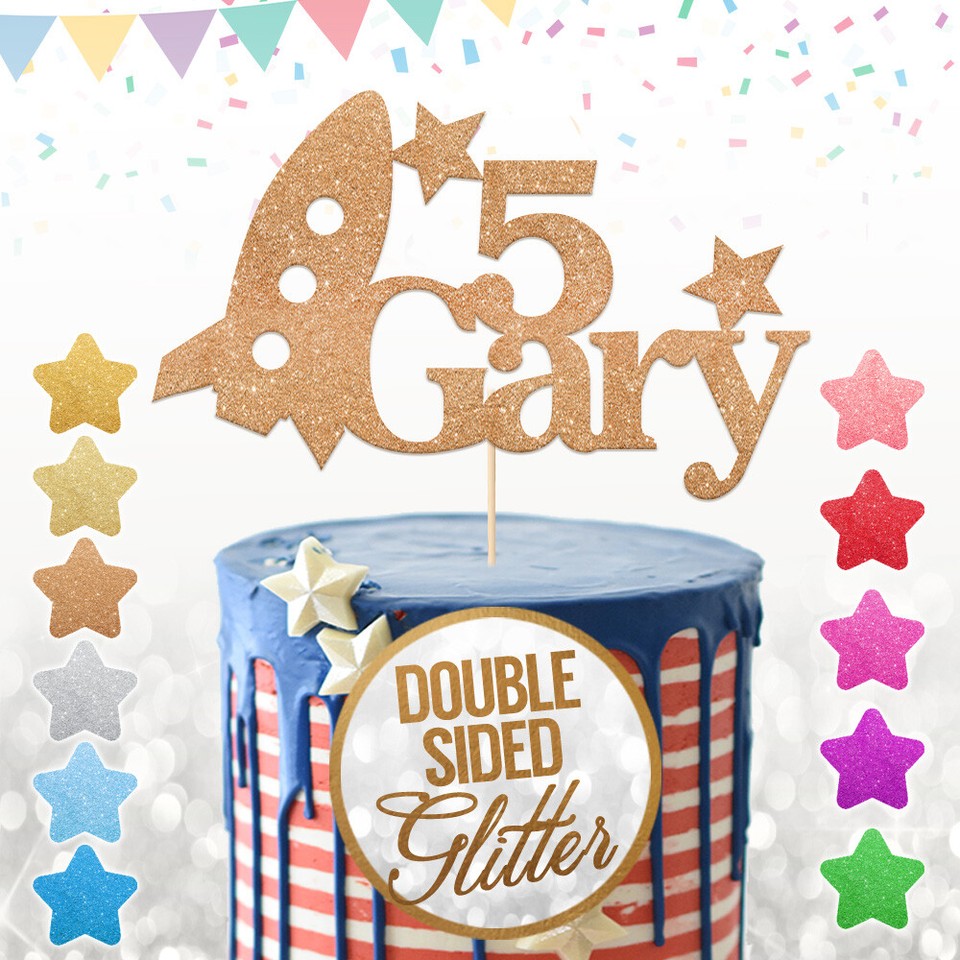 Personalised Kids Cake Topper Custom Rocket Stars for Boys ...