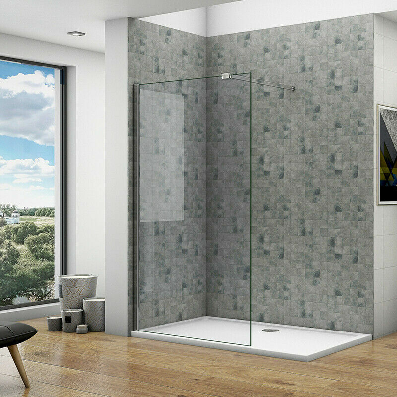8mm NANO Walk In Wet Room Shower Enclosure Glass Screen & Optional ...