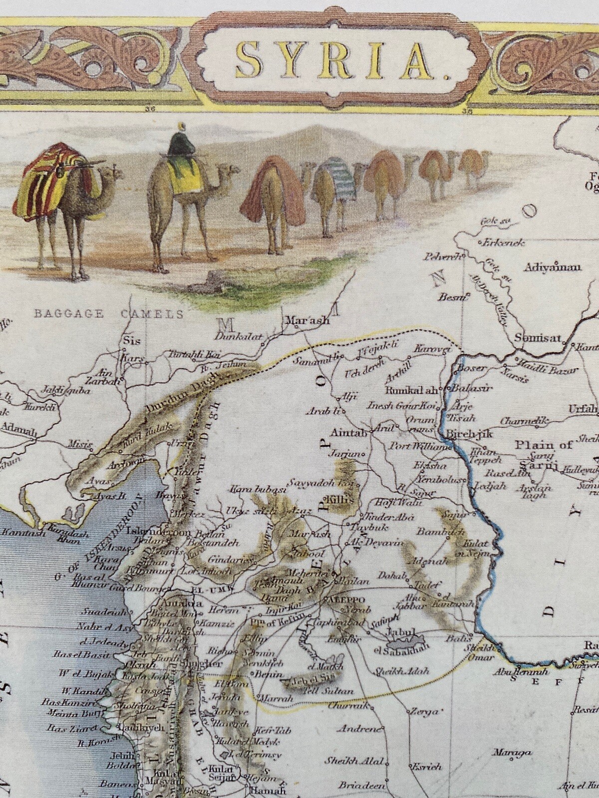 Old Antique Picture map 1800s: Syria, Asia: Jerusalem Tallis: Reprint ...