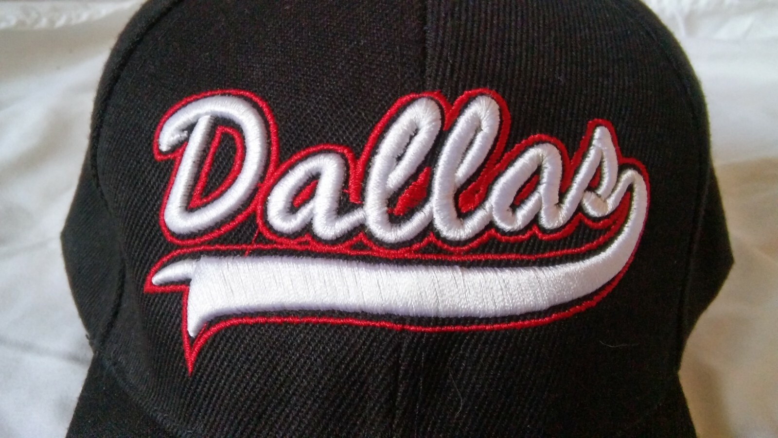Black Dallas Baseball Cap/Hat Strapback Adj White Stitching Red NEW | eBay