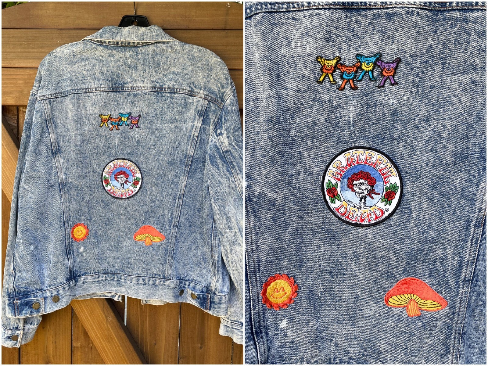 80s Denim Jacket Grateful Dead Patches, Dead Head Den… - Gem