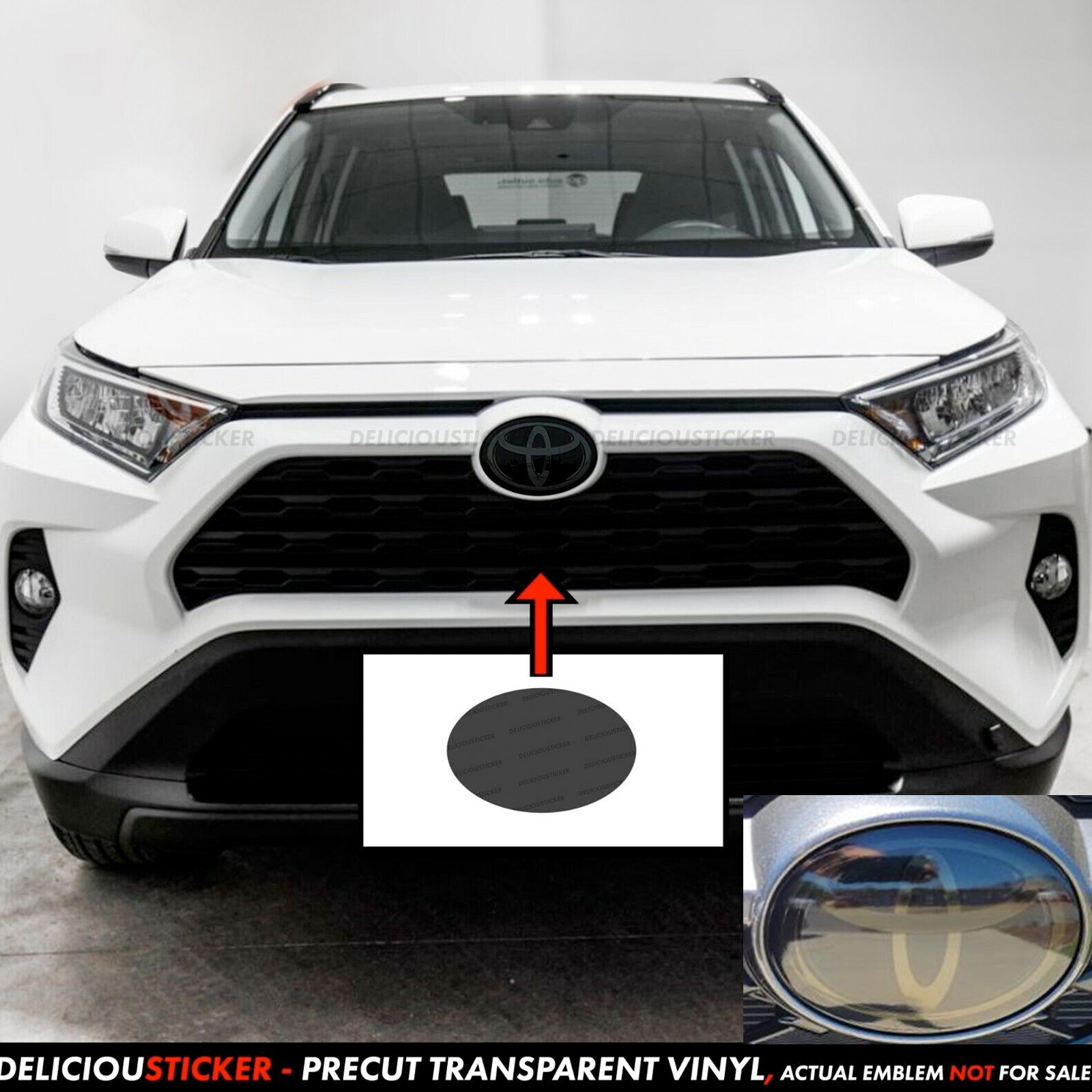 Fits 2019-2024 Toyota RAV4 PreCut Front Smoke Tint Emblem Front Overlay ...
