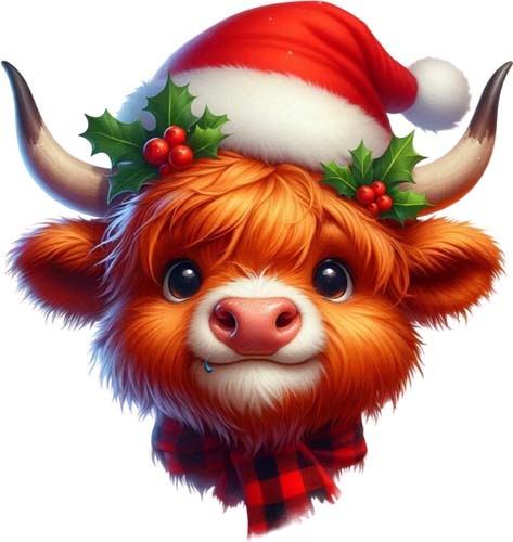 Christmas Highland Cow Face Wall Art Bedroom Window Vinyl Sticker Decal ...