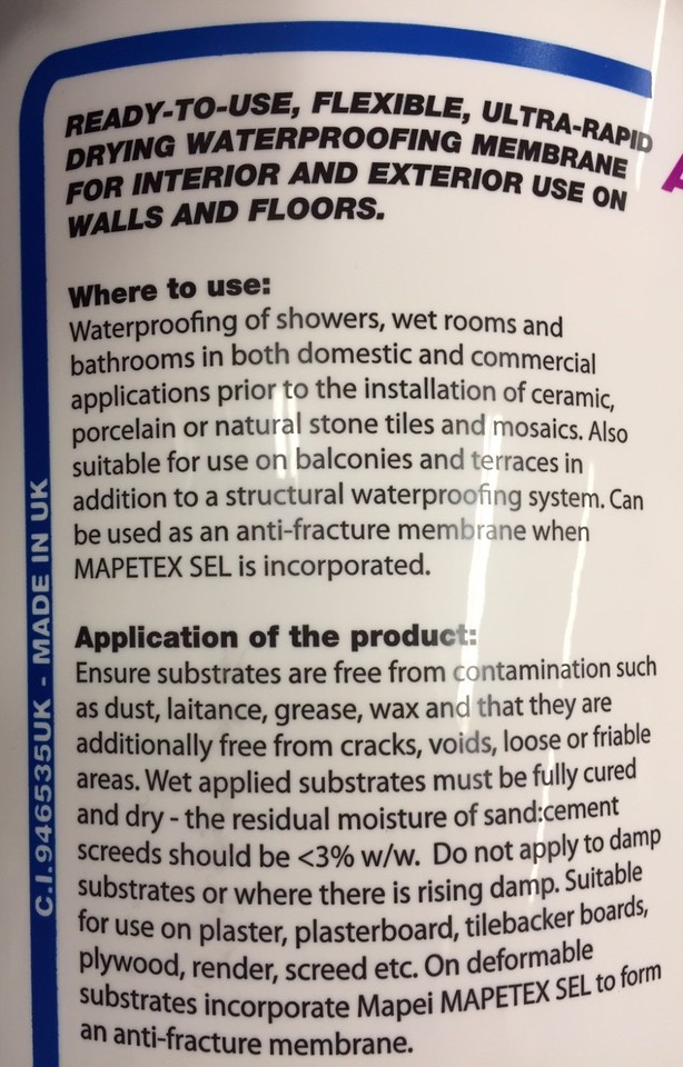 Mapei Mapelastic Aqua Defense 7.5Kg Water Proofing solution for Wet ...