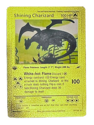 Pokeman Card Shining Charizard 1st Edition Gold Card 107/105 Excellent ...