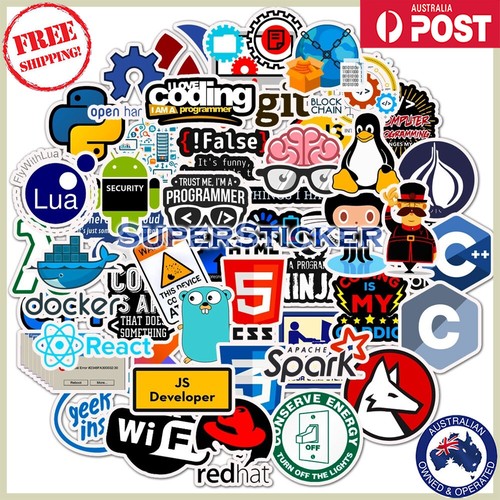50pcs IT Java Linux C++ Programmer Vinyl Decal Stickers Laptop Phone ...