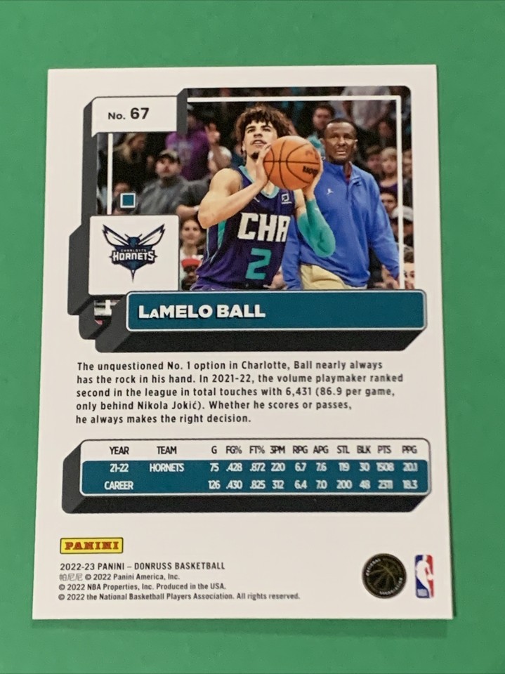 2022-23 Panini Donruss LaMelo Ball #67 Charlotte Hornets (X) | eBay