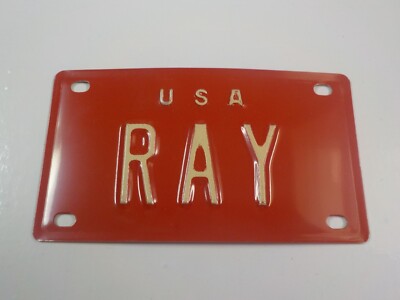NAMEPLATE BICYCLE LICENSE PLATE RAY 1950'S RED VTG | eBay