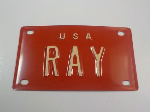 NAMEPLATE BICYCLE LICENSE PLATE RAY 1950'S RED VTG | eBay