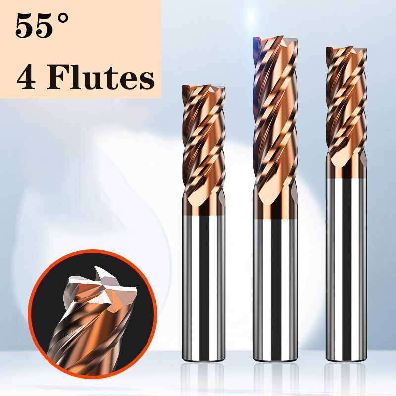 Carbide End Mill 4 Flute For Stainless Steel TiSiN Coated HRC 55 - 1mm ...