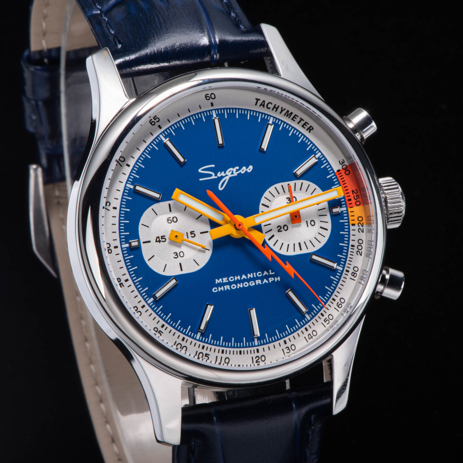 Sugess Chrono Heritage SWAN NECK Blue Dial Chrono Watch SEAGULL 1963 ...