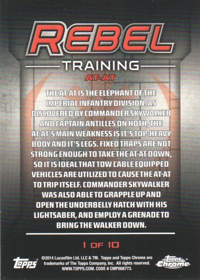 2014 Topps Star Wars Chrome Perspective Trading Card Rebel Training #1 ...