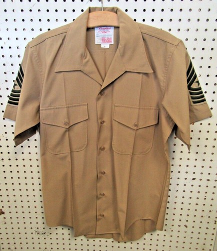 USMC Creighton Khaki Service Uniform SS Shirt Medium Sergeant Major ...