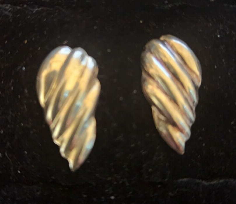 Sterling Silver Vintage Shell Post Earrings Size 1" by 3/8" | eBay