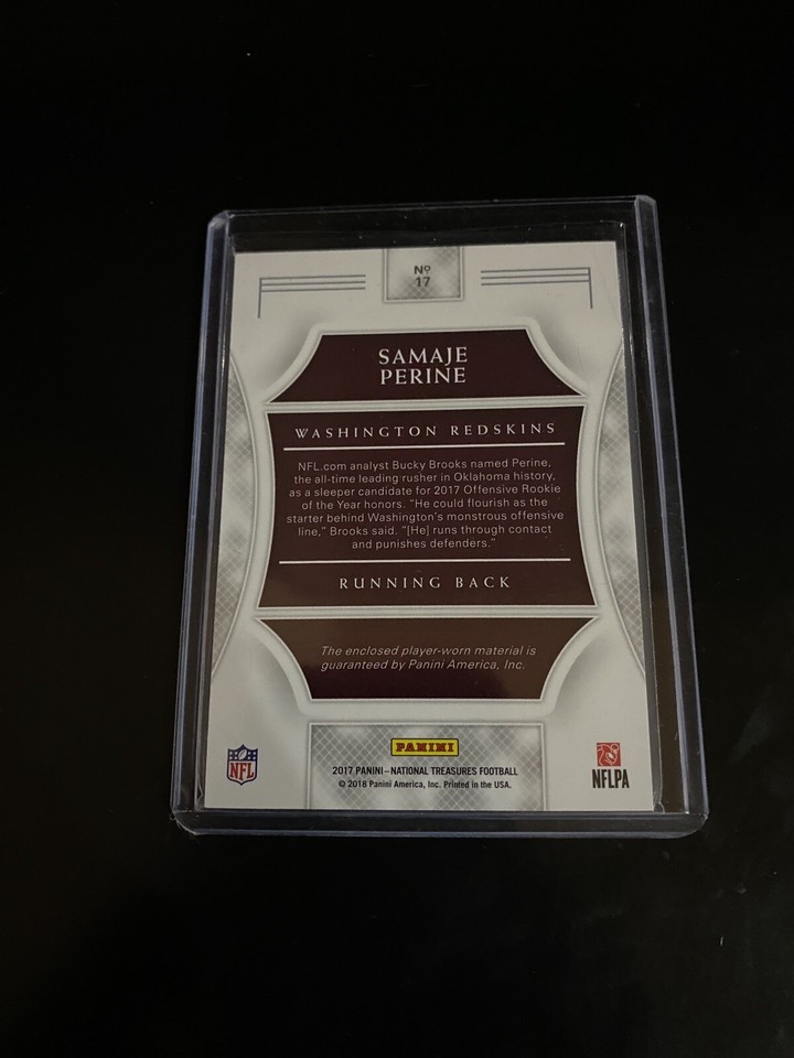 Samaje Perine 2017 National Treasures Dual Jersey Patch /99 RC ...