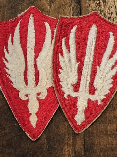 WWII US Army SCARWAF 1946 Japanese Silk Embroidered Cut Edge Patch Set ...