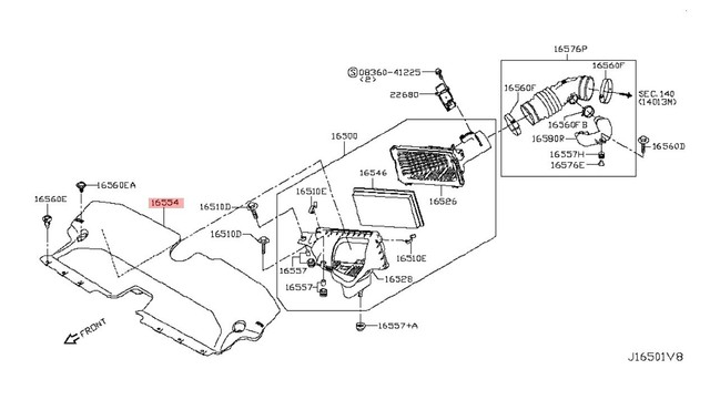 Genuine Infiniti Q50 Air Duct 165545CA0A for sale online | eBay