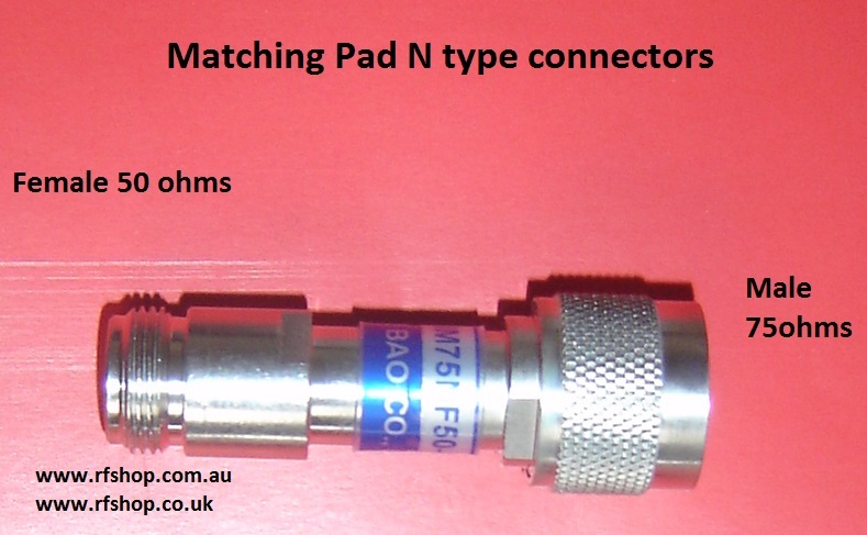 N Coaxial Matching Pad Male 75ohms Fem 50 ohms MP-NM75NF50-0/2G | eBay