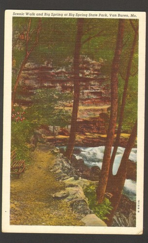 Unused Postcard Scenic Walk at Big Spring State Park Van Buren Missouri ...