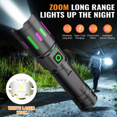 Super-Bright 90000LM LED Tactical Flashlight With Rechargeable Battery ...