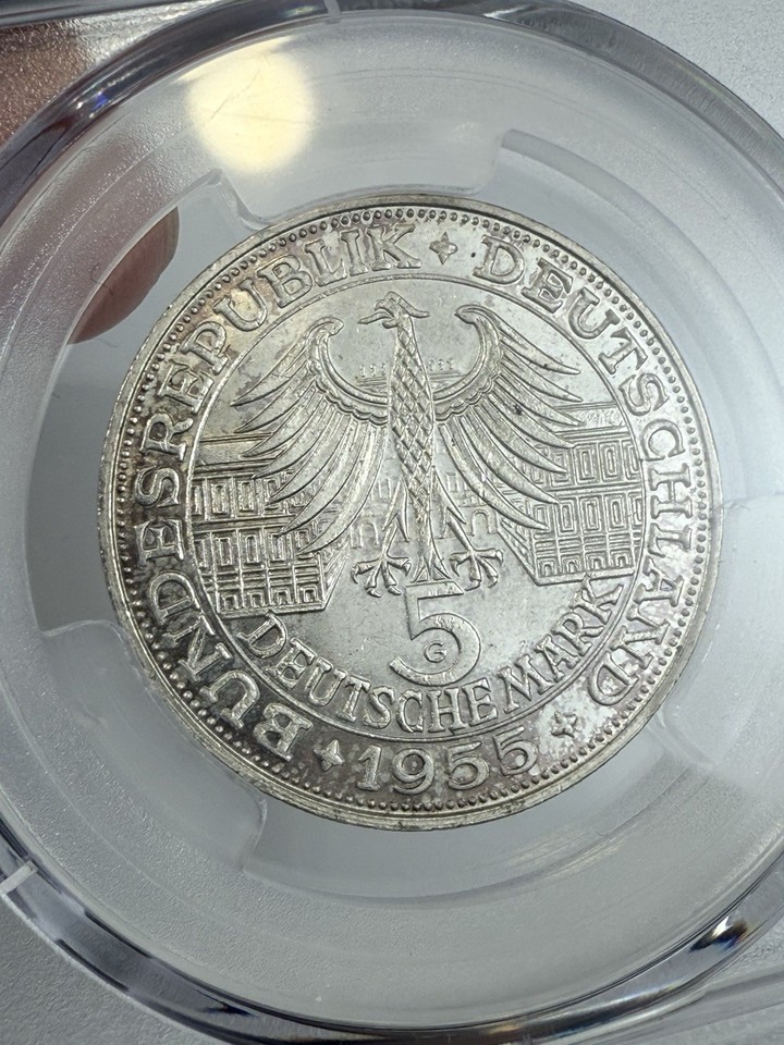 1955-G GERMANY, 5 Mark, Ludwig Von Baden, PCGS MS-65 Rare World Coin | eBay