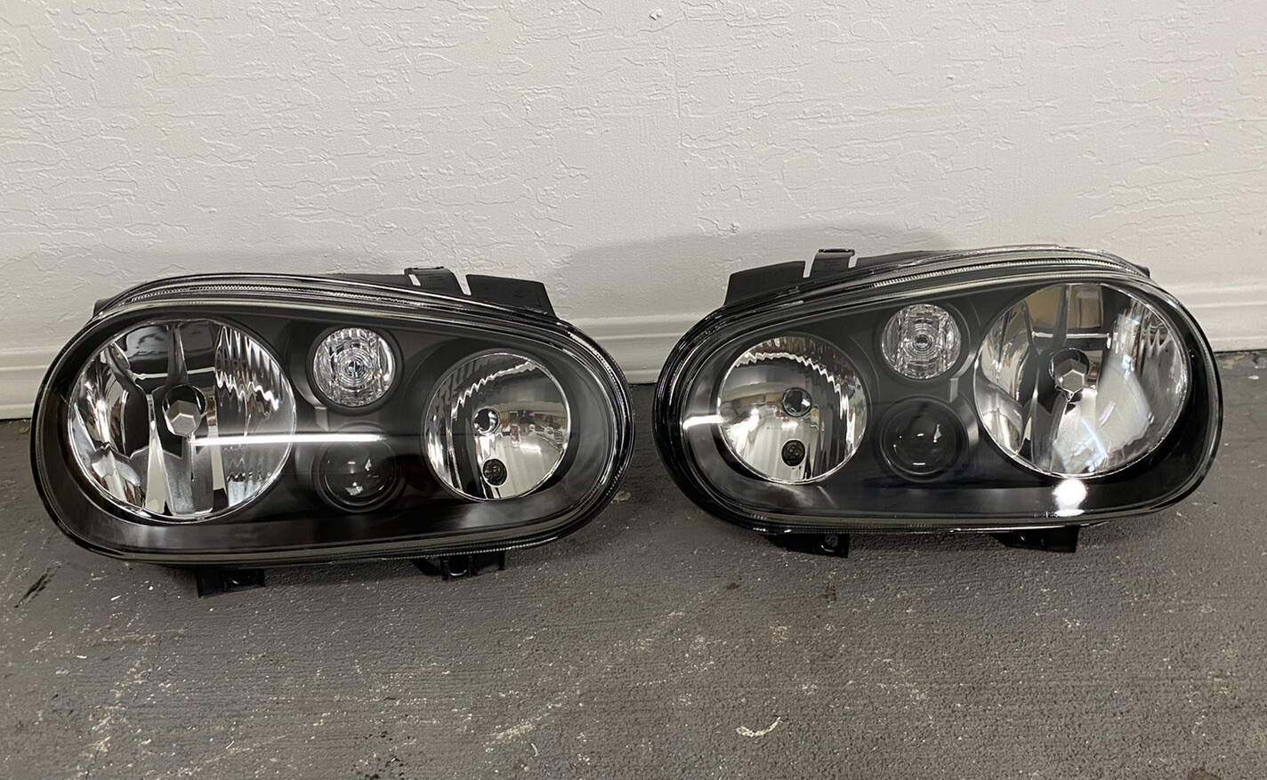 VW MK4 Golf/GTI R32 Smoked Ecode Glass Lens Headlights w/ Fog light ...