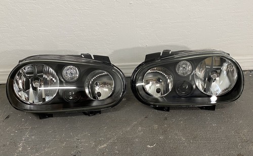 VW MK4 Golf/GTI R32 Smoked Ecode Glass Lens Headlights w/ Fog light ...