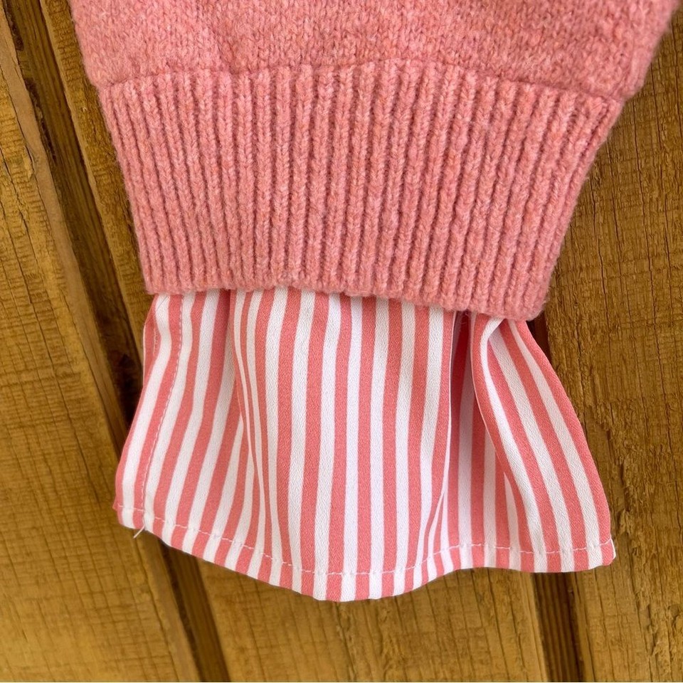 Time & Tru women's Lg ultra soft long sleeve sweater stripe shirt tail ...