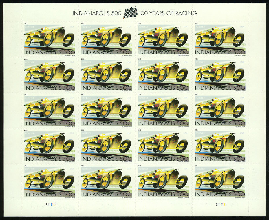 US #4530 Indianapolis Indy 500 Centennial Forever Sheet of 20 VF NH MNH ...