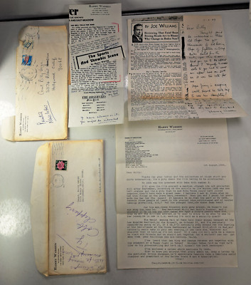 Sports Journalist Harry Warren Correspondence Letters To Count Billy ...