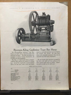 Vtg Joseph T Ryerson & Son Brochure 1923 Alligator Shear Kling ...