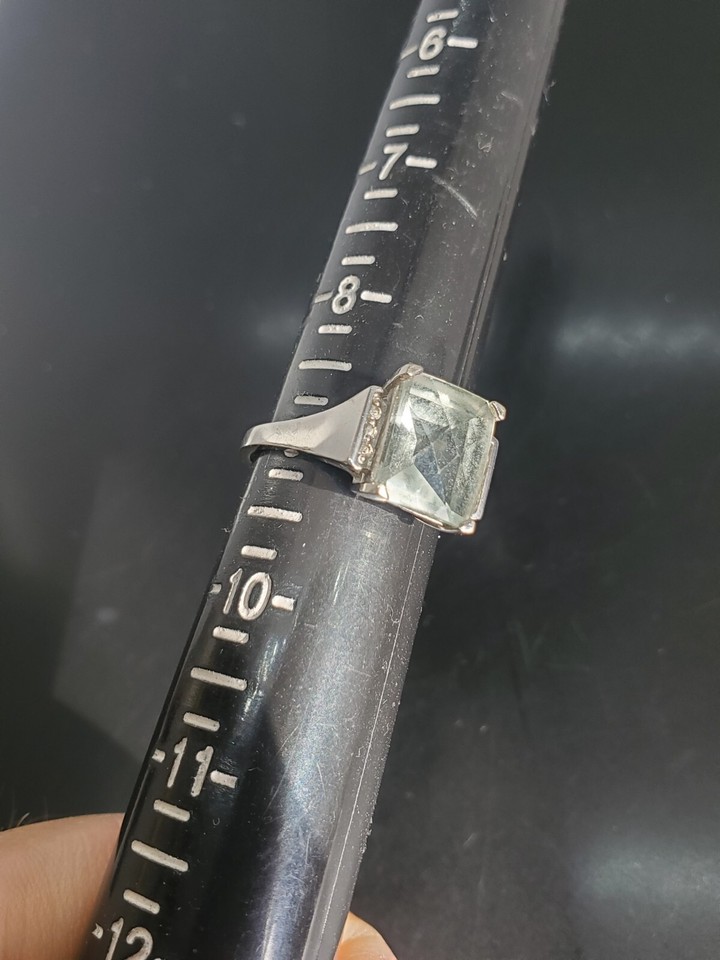10k White Gold Gemstone Diamond Ring Signed EMA Size 9 4.09 Grams | eBay