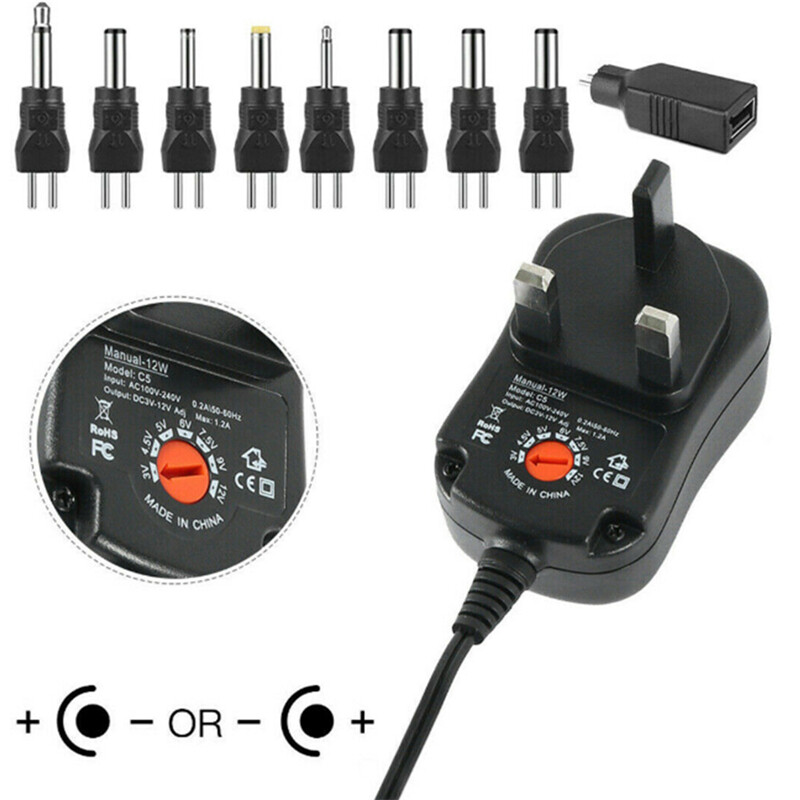 Universal 3-12V Adjustable Voltage Adaptor Charger AC/DC Power Supply ...