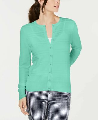 Charter Club Women's Textured Cardigan Aqua Gloss Long Sleeve Size S | eBay