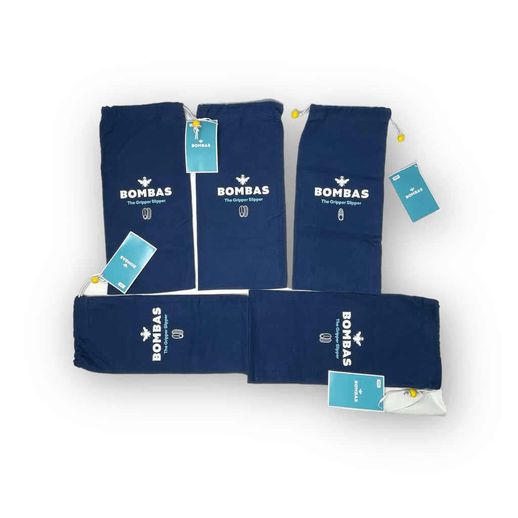 Bombas Gripper Slipper Lot of 5 Travel Bags Blue 4 Adult 1 Child | eBay