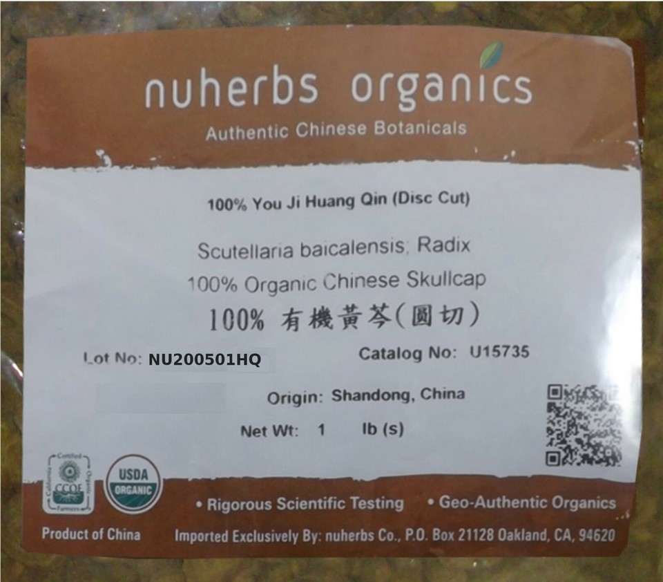 Organic Chinese Skullcap Root Scutellaria baicalensis Huang Qin Nuherbs ...