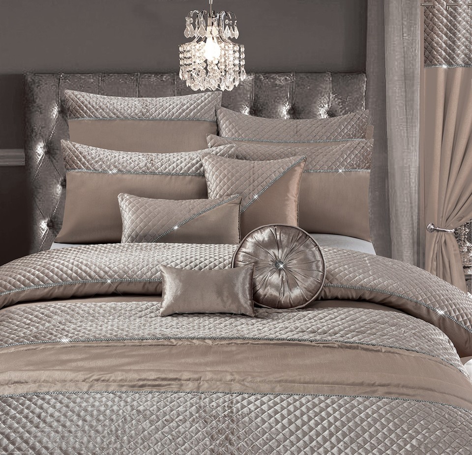 Home Harmony® Jade Mink Quilted Velvet Diamante Bedding Bedroom ...