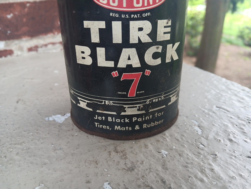 VINTAGE 1950s DUPONT TIRE BLACK 7 JET BLACK PAINT FOR CAR TRUCKS TIN ...