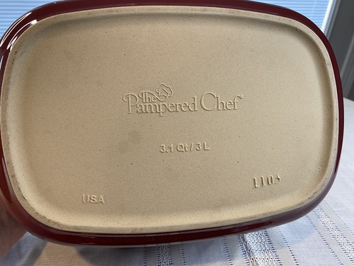 Pampered Chef 3.1 Qt Cranberry Deep Covered Baker Roaster Dutch Oven ...